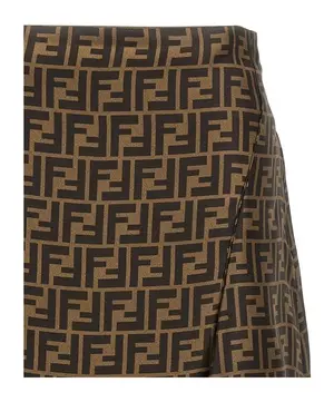 Fendi Ff Pattern High-waisted Maxi Skirt - Brown
