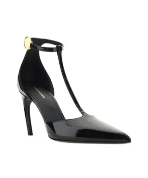 FERRAGAMO T-strap Pointed-toe High Heel Pumps - Black