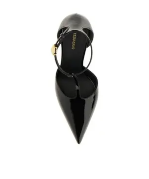 FERRAGAMO T-strap Pointed-toe High Heel Pumps - Black