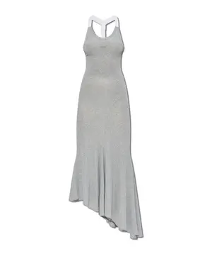 Off-White Sleeveless Cut-out Asymmetric Dress - Gray