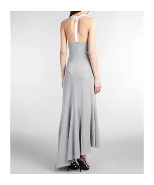 Off-White Sleeveless Cut-out Asymmetric Dress - Gray