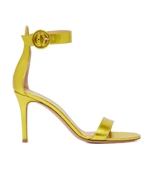 GIANVITO ROSSI Metallic High Heel Sandals - Yellow