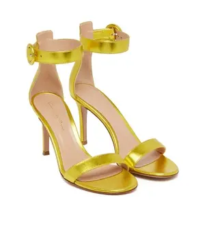 GIANVITO ROSSI Metallic High Heel Sandals - Yellow