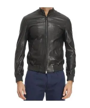 Emporio Armani Leather Zip-up Bomber Jacket