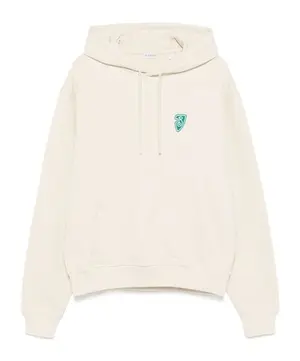 Burberry Logo Printed Drawstring Hoodie - White