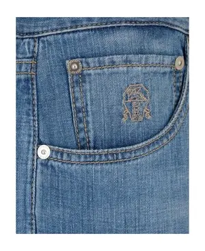 Brunello Cucinelli Logo Patch Tapered Jeans
