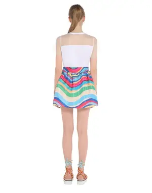 Red Valentino Rainbow Wave Print Skirt
