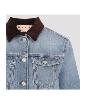 Marni Denim Jacket With Contrasting Collar And Cuffs - Gray
