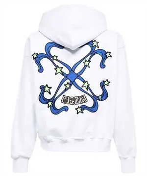 Off-White Long-sleeved Hooded Sweater With Graphic Appliqués