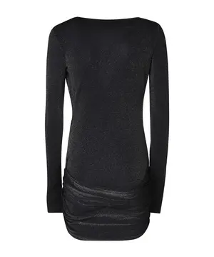 Red Valentino Long Sleeve V-neck Draped Dress