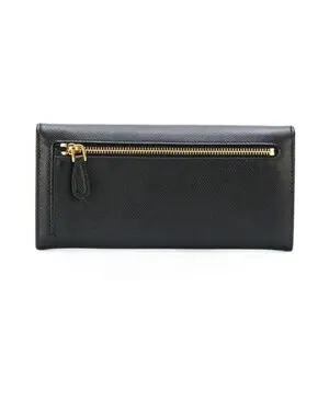 Prada Logo Plaque Continental Wallet - Black