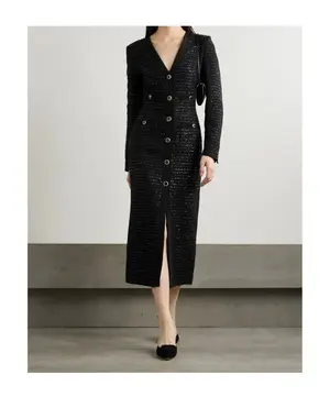 Alessandra Rich Long-sleeved V-neck Button-front Dress