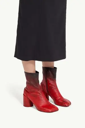 MAISON MARGIELA Zip-up Ankle Boots With Block Heel - Red