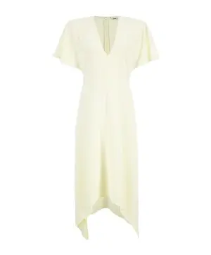 Stella McCartney V-neck Midi Satin Dress - White