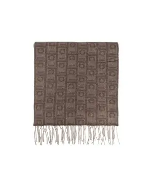 FERRAGAMO Letter Pattern Scarf - Clay Stone