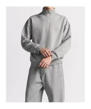 Dior High Neck Zip Detailed Sweatshirt - Grey