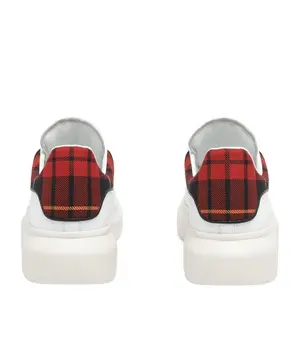 Alexander McQueen Oversized Tartan Heel Sneakers - White/red