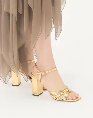 Valentino Garavani Annet Laminated Nappa Sandal 90mm - Gold
