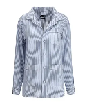 TOM FORD Striped Button-up Shirt With Contrasting Piping