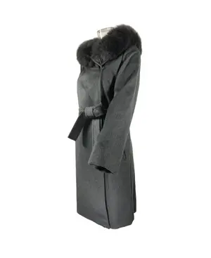 Max Mara Fur Hooded Belted Coat