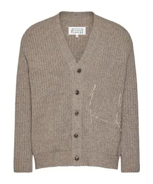 MAISON MARGIELA Ribbed Buttoned Cardigan With Distressed Details