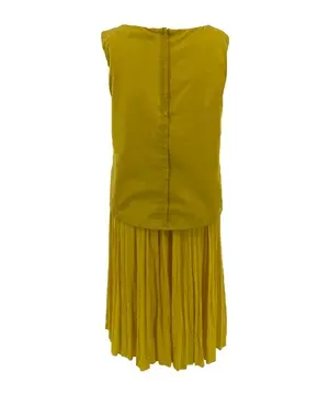 Max Mara Sleeveless Round Neck Dress With Pleated Detail