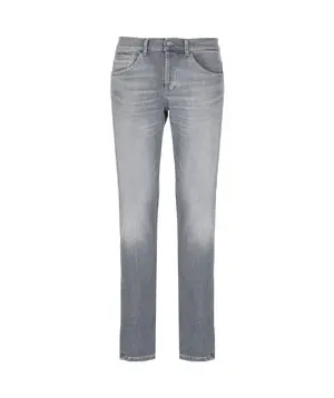 DONDUP Slim Fit Pants With Metal Logo Buttons - Gray