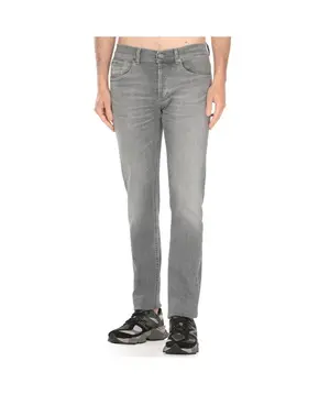 DONDUP Slim Fit Pants With Metal Logo Buttons - Gray