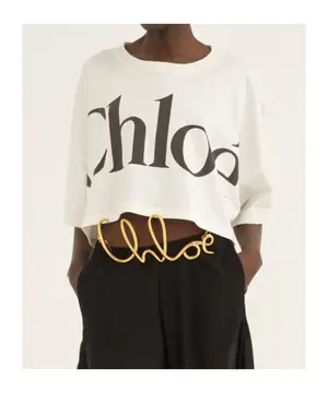 Chloé Logo Print Cropped T-shirt - White