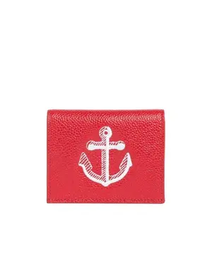 Thom Browne Anchor Embroidered Cardholder - Red