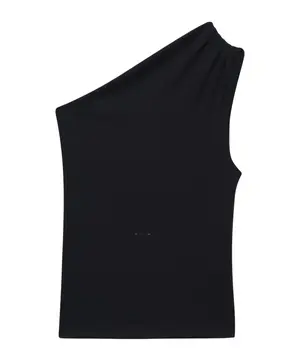 ANINE BING Camila One-shoulder Ribbed Top - Black