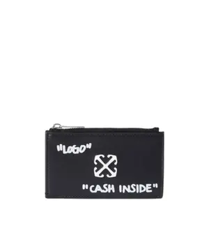 Off-White Jitney Quote Zipped Card Holder - Black