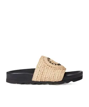 Stella McCartney Elyse Logo Raffia Slides