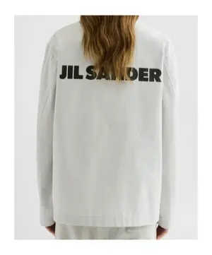 JIL SANDER Snap Button Jacket With Classic Collar - Light Gray
