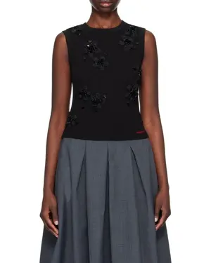 SHUSHU/TONG Sleeveless Vest With Floral Embellishments