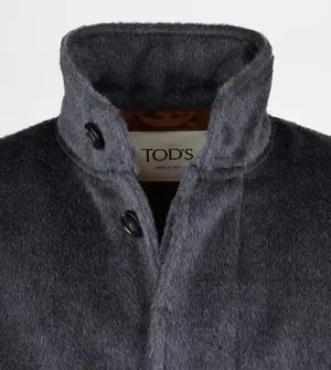 TOD'S Long Sleeve Coat With Suede Trimmed Pockets