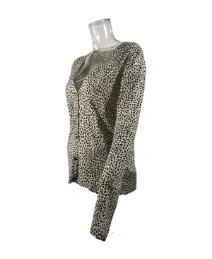 Max Mara Leopard Print V-neck Cardigan