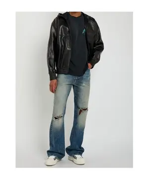 Amiri Leather Zip-up Hooded Jacket