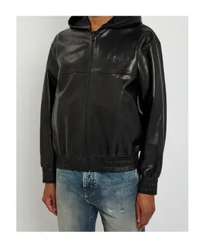 Amiri Leather Zip-up Hooded Jacket