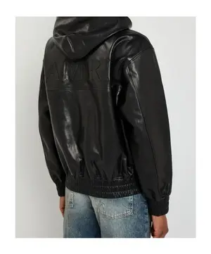 Amiri Leather Zip-up Hooded Jacket