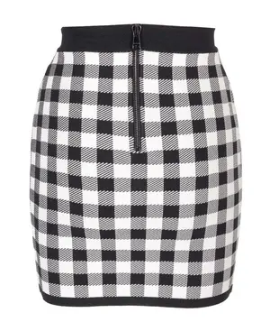 Balmain Fine-knit Gingham Skirt - Green