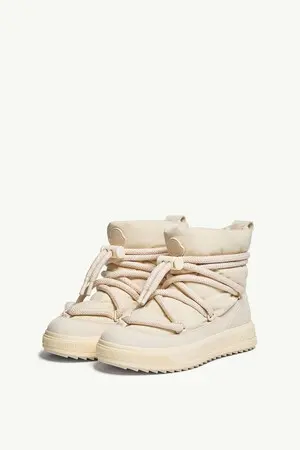 Moncler Padded Lace-up Boots - Light Beige