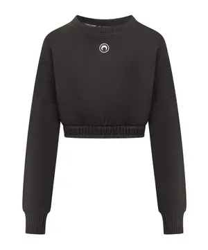 MARINE SERRE Moon Embroidered Cropped Knit Jumper