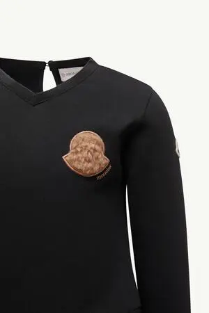 Moncler Teddy Logo Pleated Cotton Dress