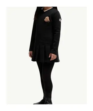 Moncler Teddy Logo Pleated Cotton Dress