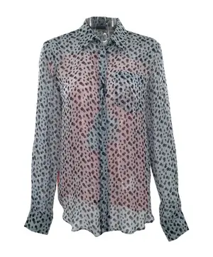 Sportmax Long-sleeved Shirt With Lapels And All-over Pattern - Gray
