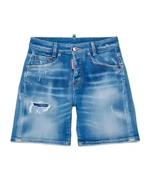 Dsquared2 Distressed Label Denim Shorts