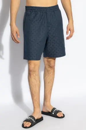 Givenchy Monogrammed Elastic Waist Shorts - Navy Blue