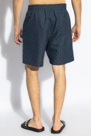 Givenchy Monogrammed Elastic Waist Shorts - Navy Blue
