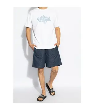 Givenchy Monogrammed Elastic Waist Shorts - Navy Blue